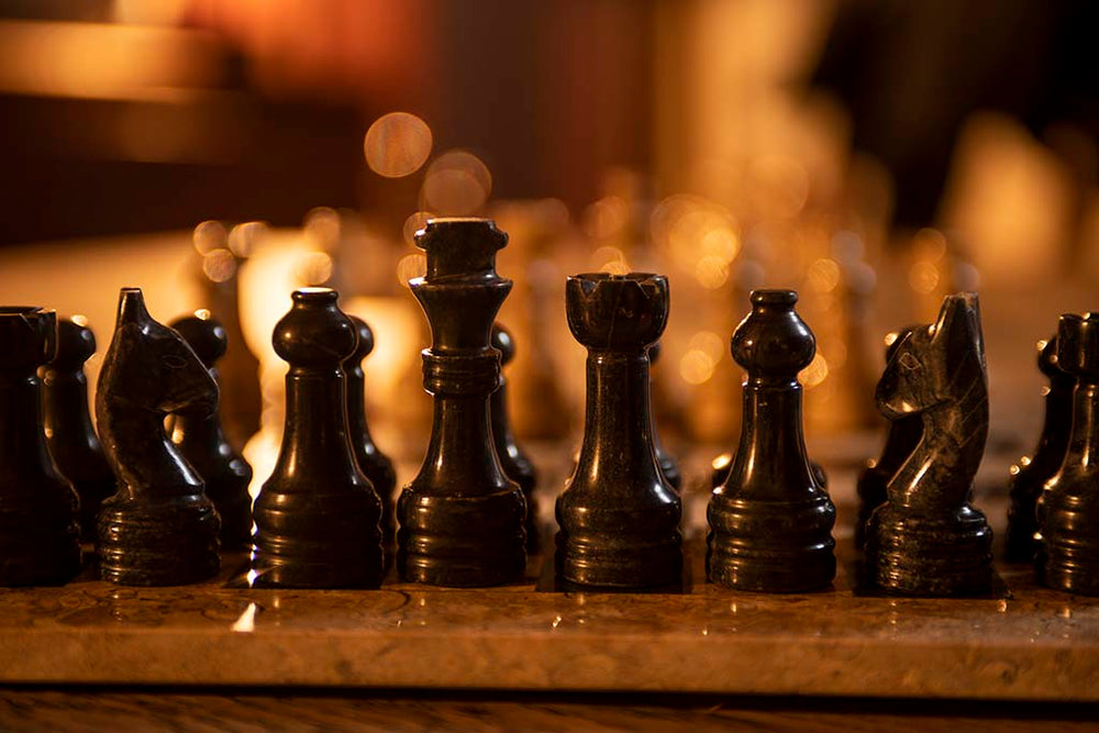 Black & Tan Marble Chess Set - Samson Historical